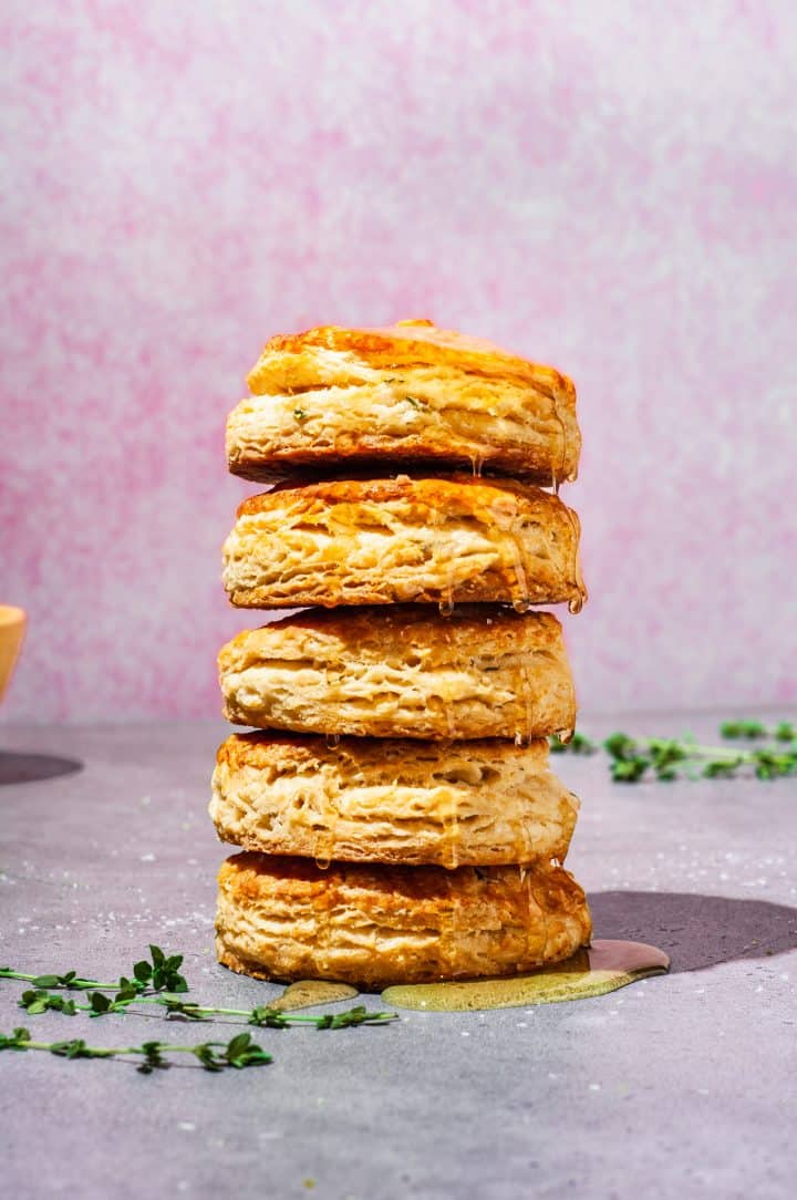 Flaky Honey Butter Biscuits with Thyme Compound Butter